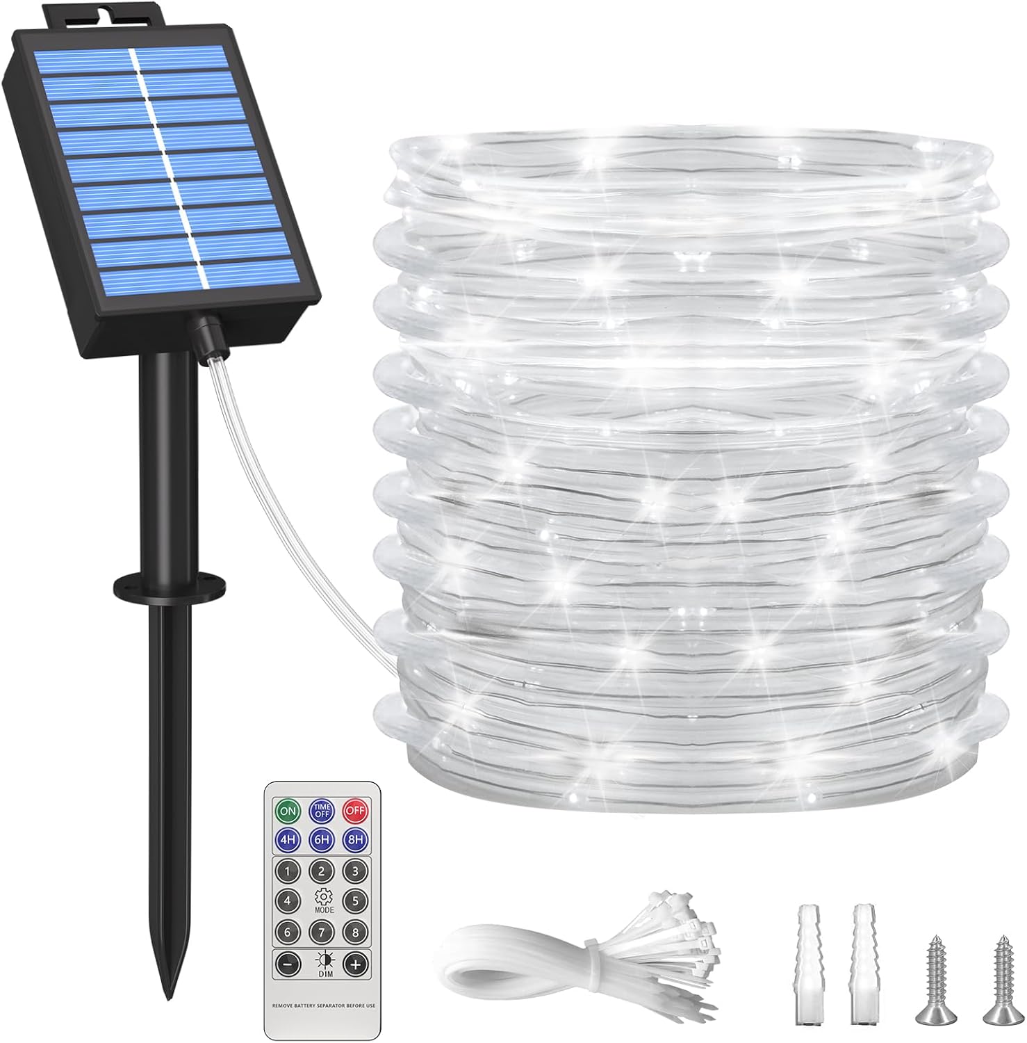 ICRGB Solar Rope Lights, Outdoor 39FT 100LED String Lights, IP67 ...