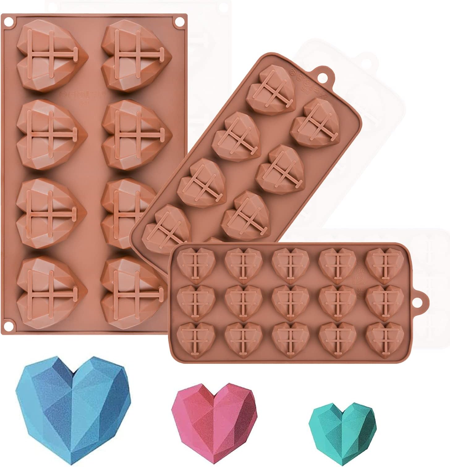 Amazon.com: Fimary 3 Sizes Heart Silicone Molds for Chocolate Bombs ...