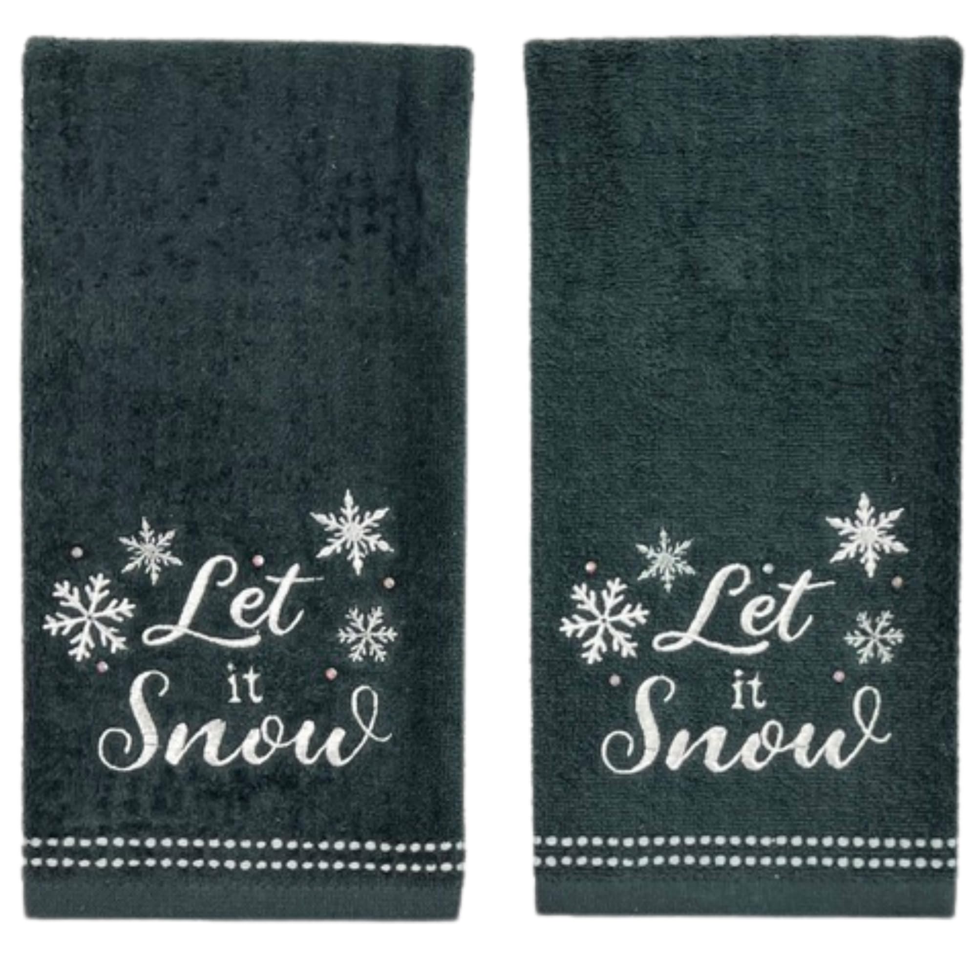 Holiday Christmas Bathroom Guest Hand Towels, 100% Cotton, Set of 2, 16 ...