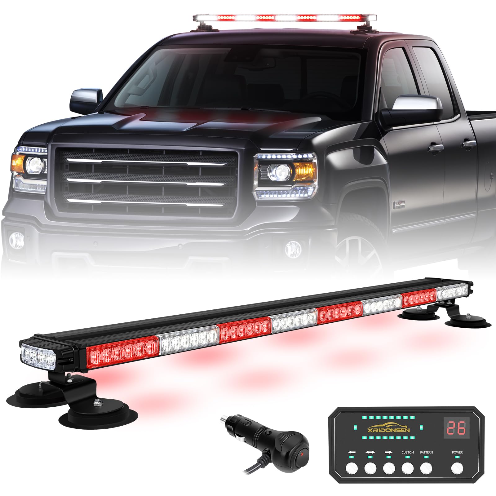Snapklik.com : 37 Inch 104 LED Roof Top Emergency Lights Red White ...