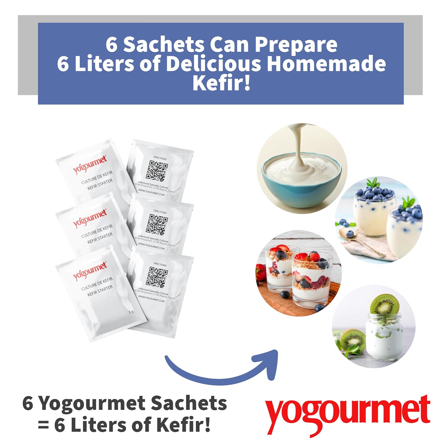 Yogourmet Kéfir Starter (6 sobres 6 cuartos de galón de kéfir) – Hacer ...