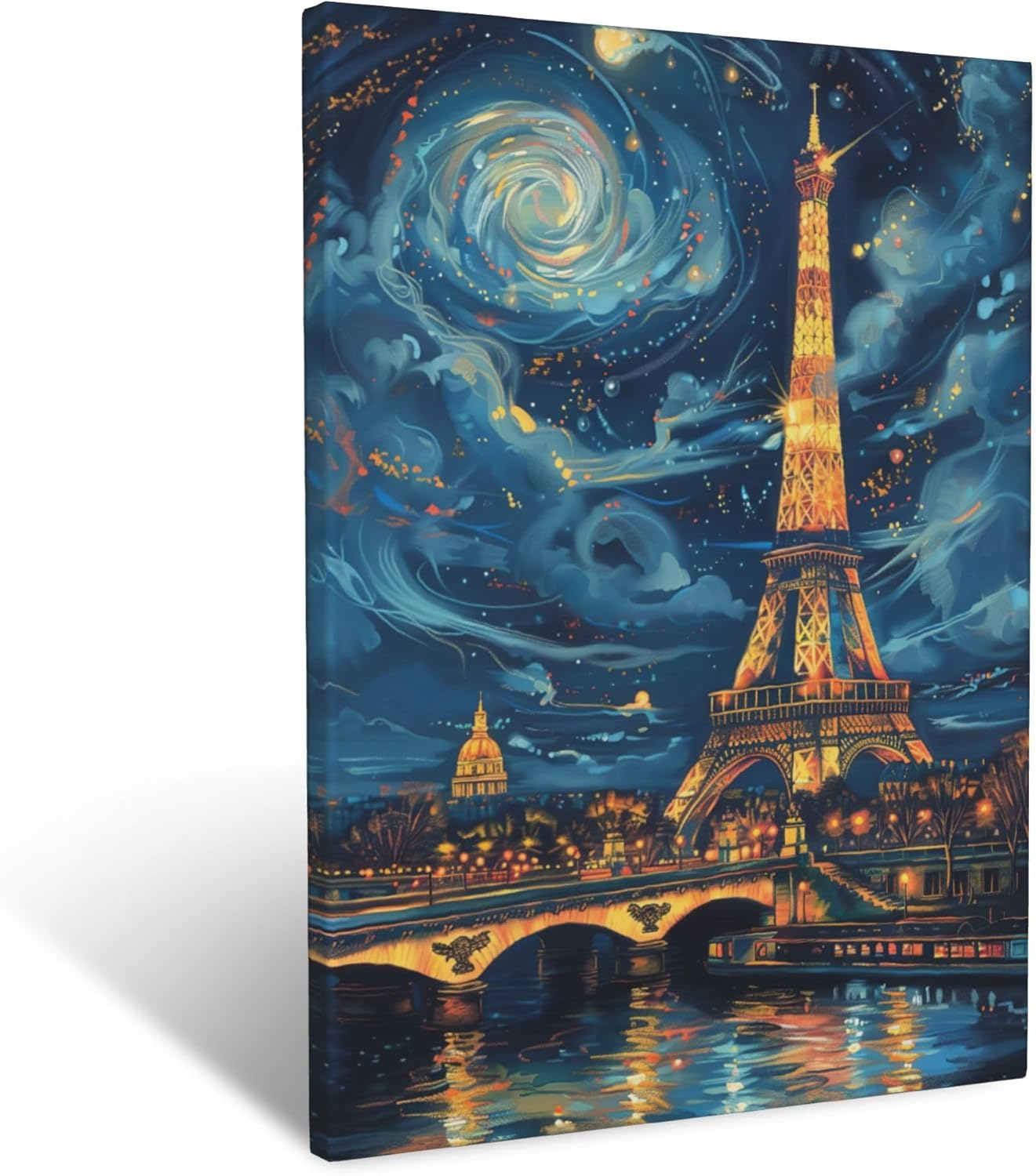 Amazon.com: Eiffel Tower Canvas Wall Art Starry Night Paris Pictures ...