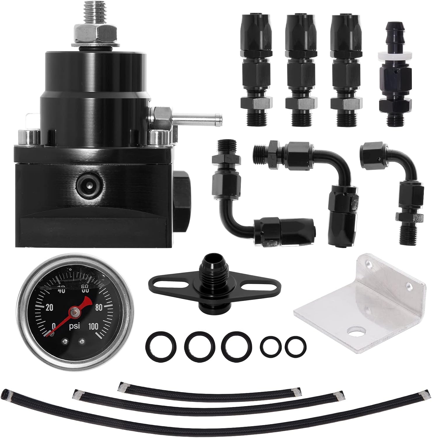 TEMSONE Adjustable Fuel Pressure Regulator Set Universal EFI FPR with ...