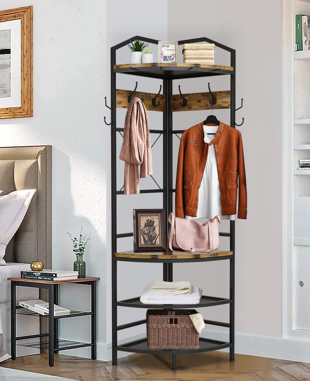Amazon.com: Tribesigns Corner Hall Tree with Shoe Bench, Entryway Coat ...
