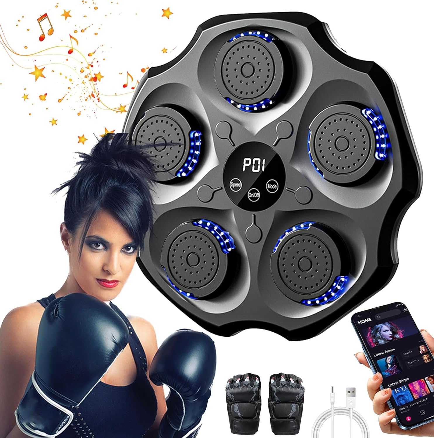 Music Boxing Machine, Wall Mounted Smart Bluetooth Boxing Training ...