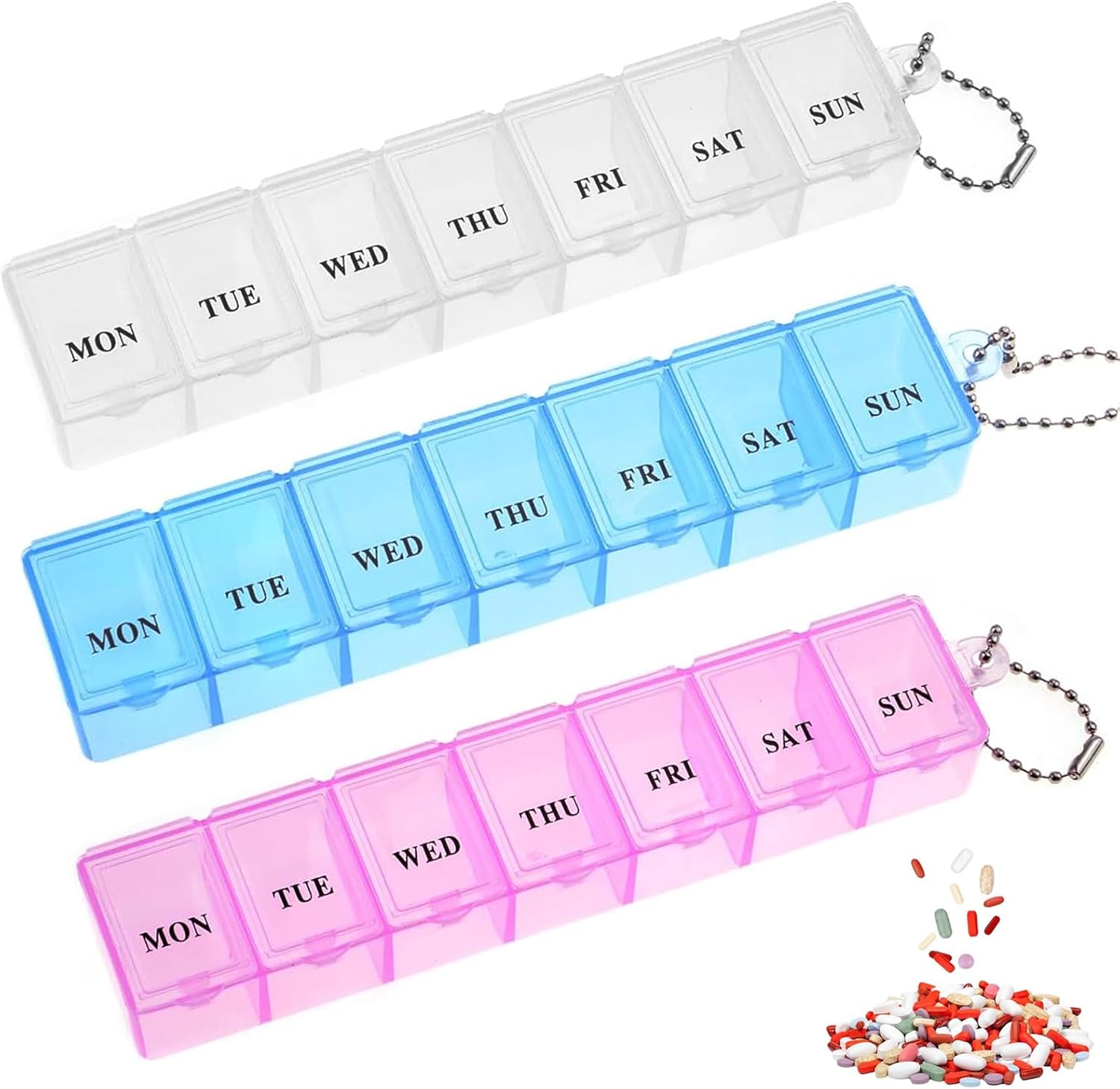 Pill Box Organiser 3 PCS, DDUP 7-Day 1 Times a Day Medicine Storage ...