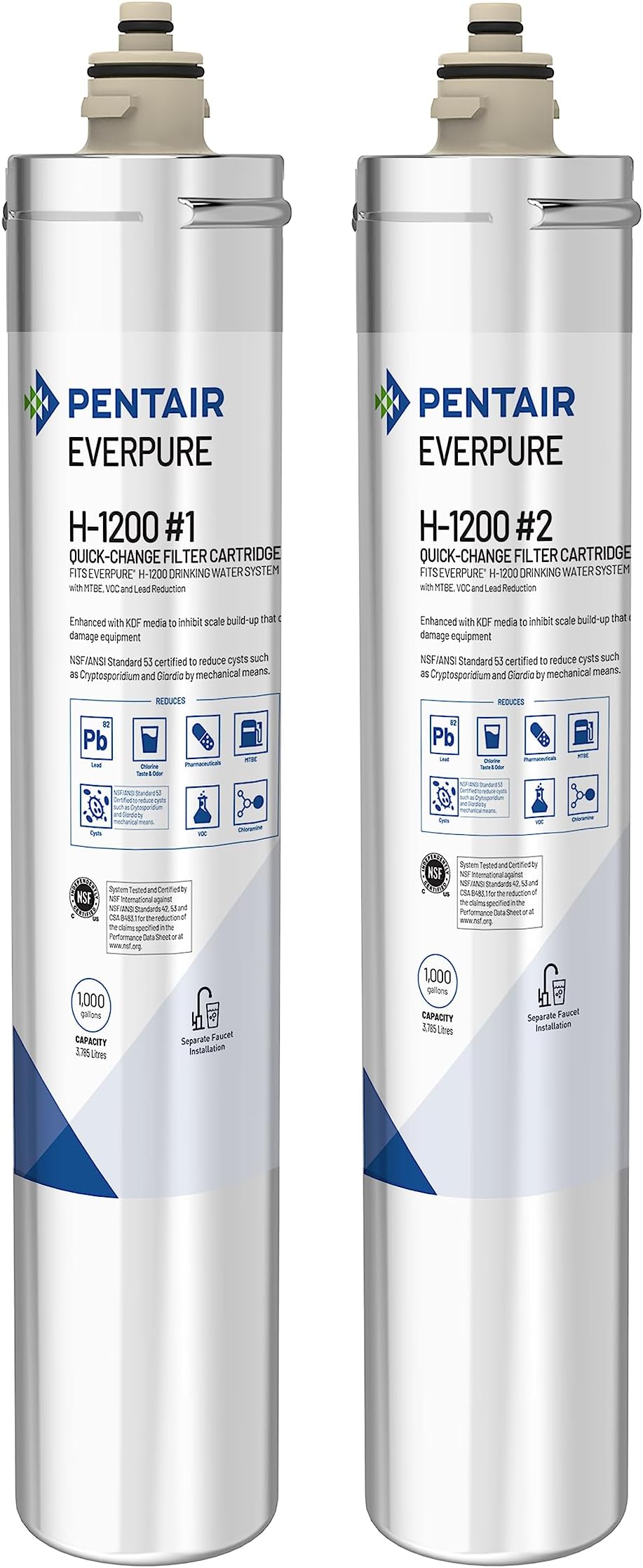 Amazon.com: Everpure EV9282-01 H-1200 Replacement Cartridge, #1 and #2 ...