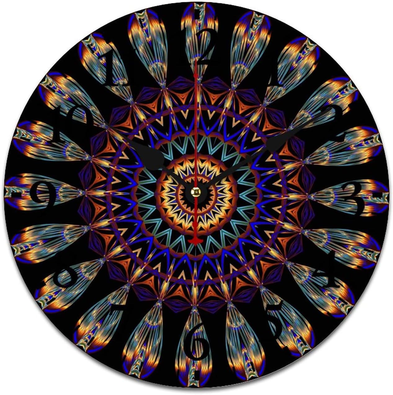 Amazon.com: Retro Floral Mandala Compass Medallion Bohemian Wall Clock ...
