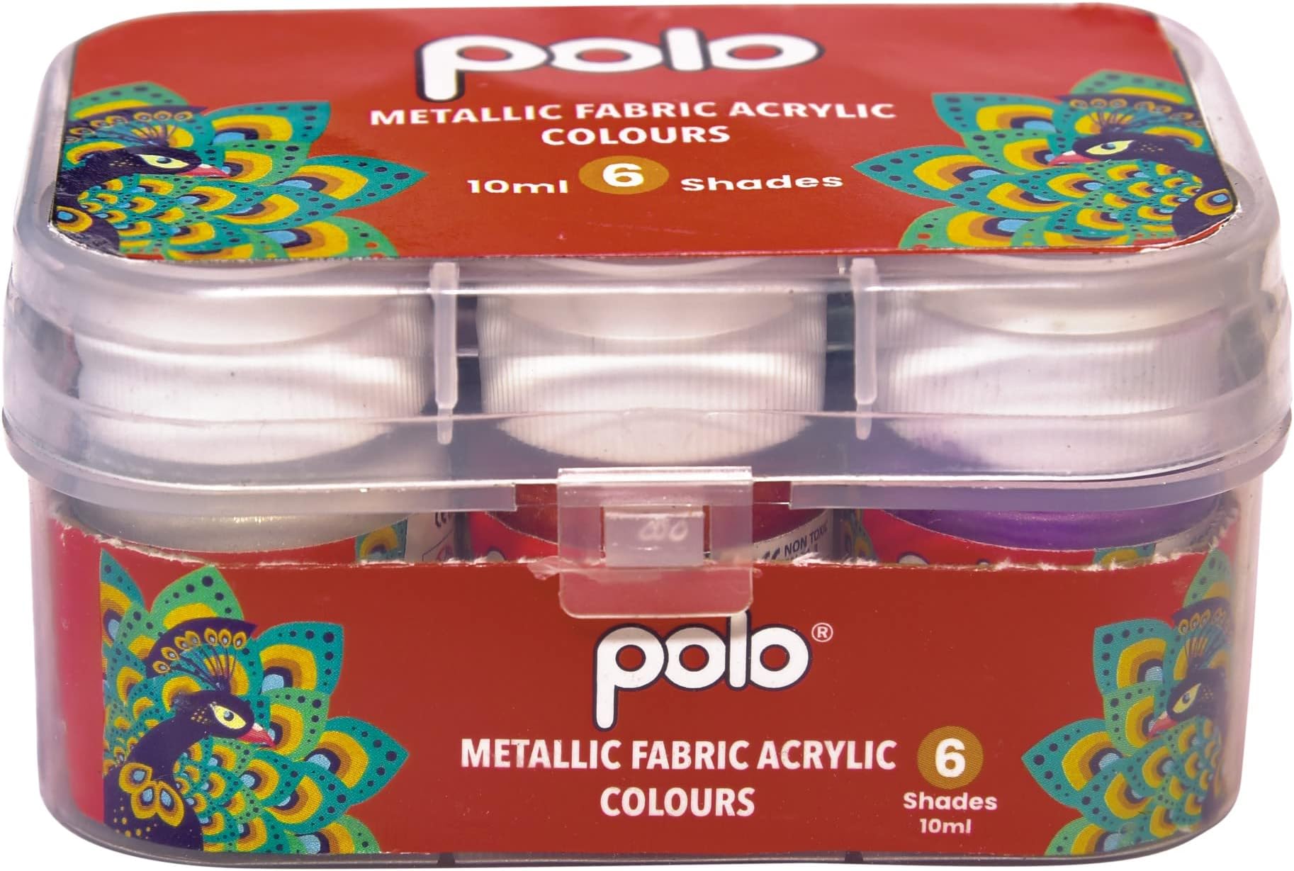 polo Metallic Fabric Acrylic Paint Set – 6 Vibrant Colors (10ml) – Non ...