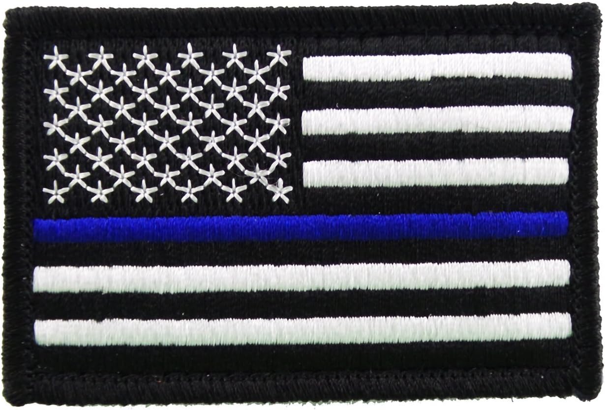 Amazon.com: USA American Thin Blue Line Police Flag Tactical Hook and ...
