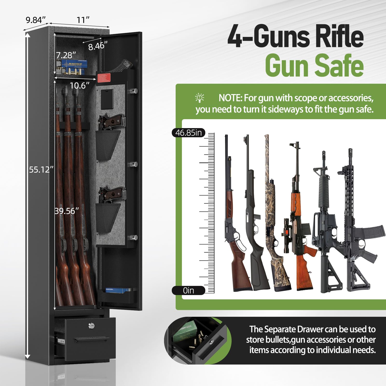 Rifle Safes For Home Gun Locker Gun Case EMAXEE 5-6 Gun Safe Rifle, For ...