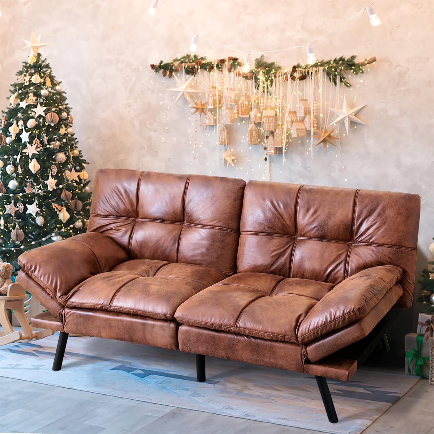 Amazon.com: MUUEGM Futon Sofa Bed, Convertible Futon Memory Foam Futons ...