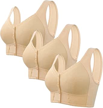 Mixicharm Front Closure Bras for Older Women Front Snap Bras for Senior ...