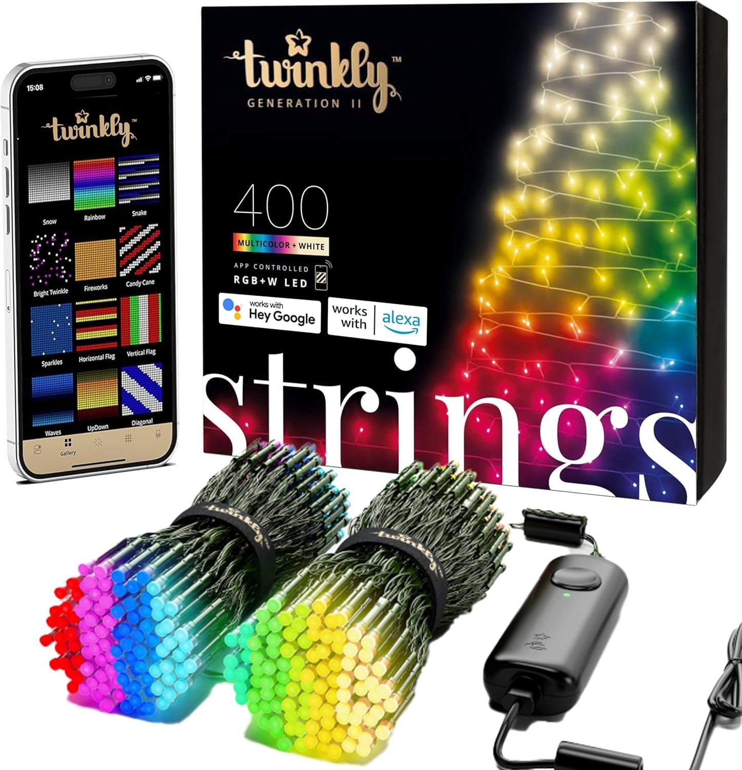 Amazon.com: Twinkly App-Controlled 105ft Smart String LED Lights with ...