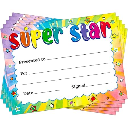 Amazon.com : Fsaoor 30PCS Super Star Awards Certificate for Kids ...