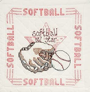 Amazon.com: Fairway 91108 Quilt Blocks, Girl'S Softball Design, White ...