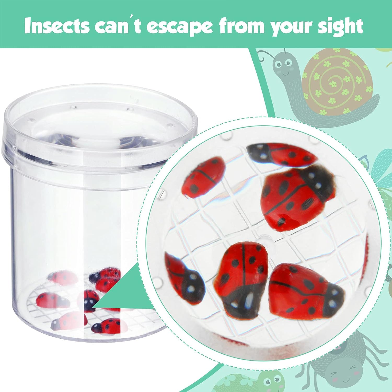 Patelai 12 Pieces Magnifying Insect Viewer Critter Cage Plastic Insect ...