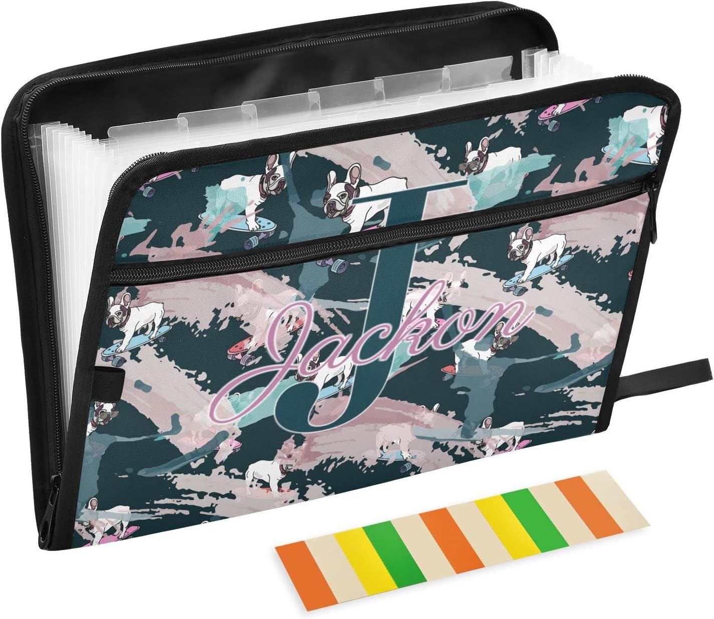 Amazon.com : French Bulldog Personalized Accordian File Organizer 13 Pocket Expanding Custom ...
