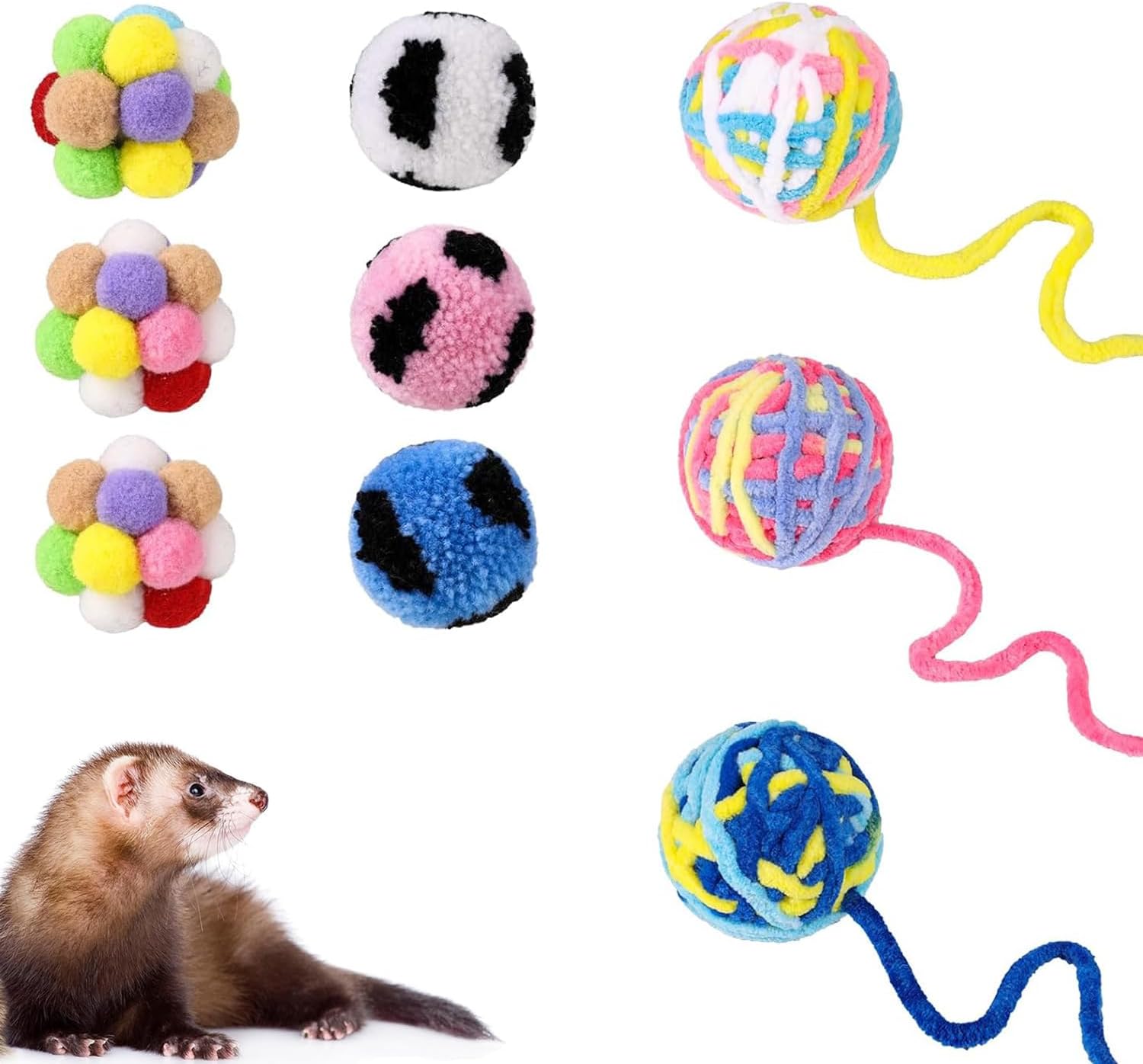 Amazon.com : Wedding Pails 9 Pack Ferret Toys Ball Set,Rainbow Cat Toy ...