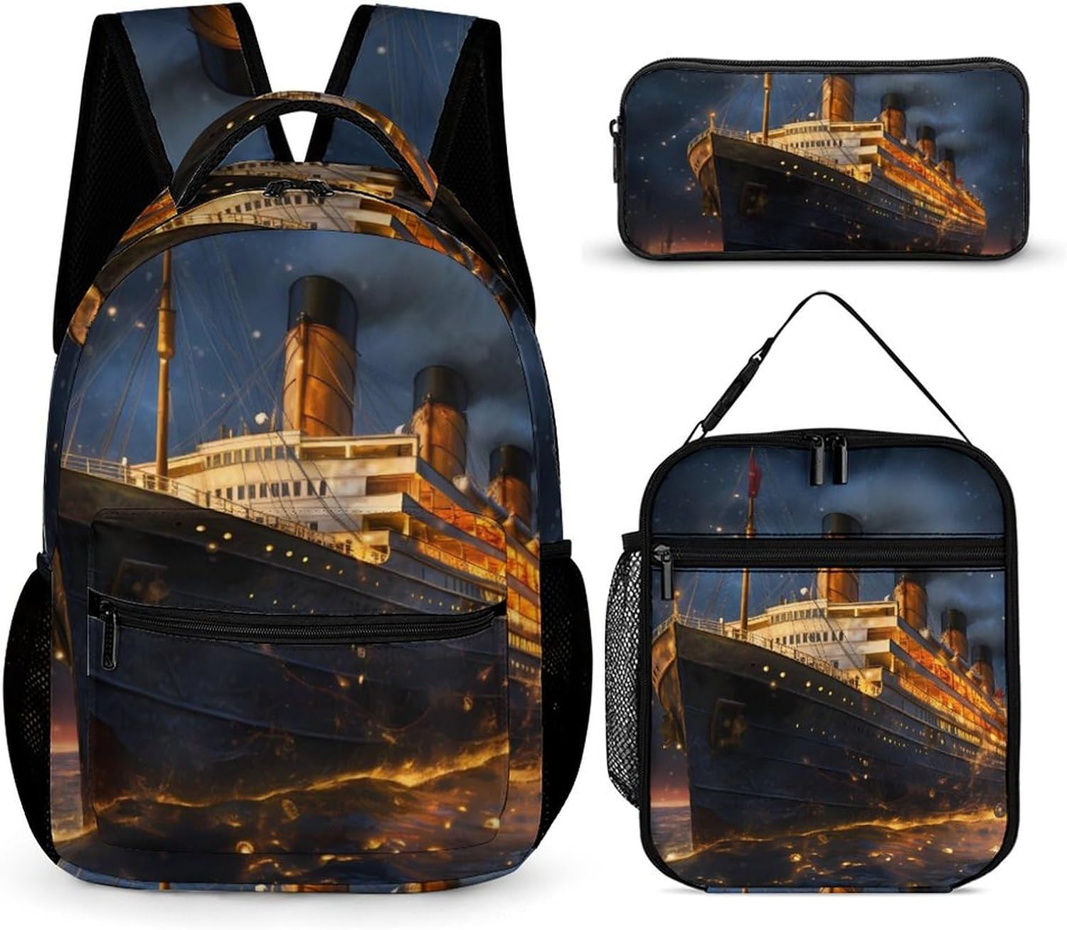 Titanic Cruise Ship Voyage 3 Piece Backpack Set Fashion Travel Daypack ...