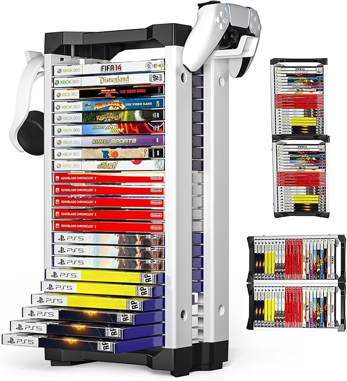 zerotop Video Game Storage Tower Universal Game Holder Rack for PS5/PS4 ...