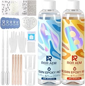 Amazon.com: ROR AEM Epoxy Resin 16oz Crystal Clear Epoxy Resin Kit 2 Part Hardener Art Resin for ...