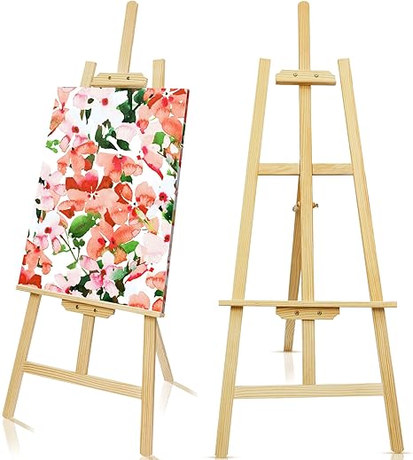 Amazon.com: 2 Pcs 59 Inch Tall Wooden Easel Stand for Painting ...