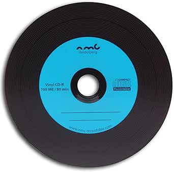 Vinyl CD-R NMC Lot de 25 CD-R vierges en vinyle avec fond noir 700 Mo ...