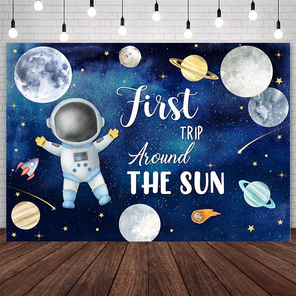 Amazon.com : AIBIIN 7x5ft First Trip Around The Sun Birthday Backdrop ...