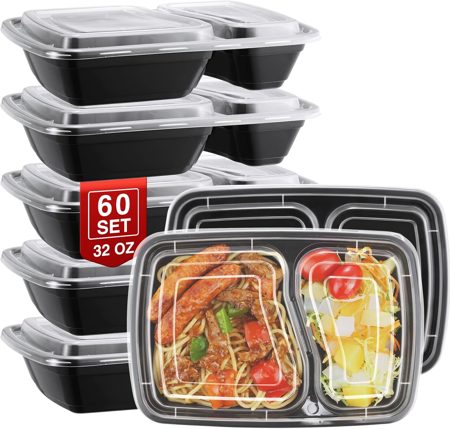 NEEBAKE - Juego de 60 recipientes para preparación de comidas de 32 ...