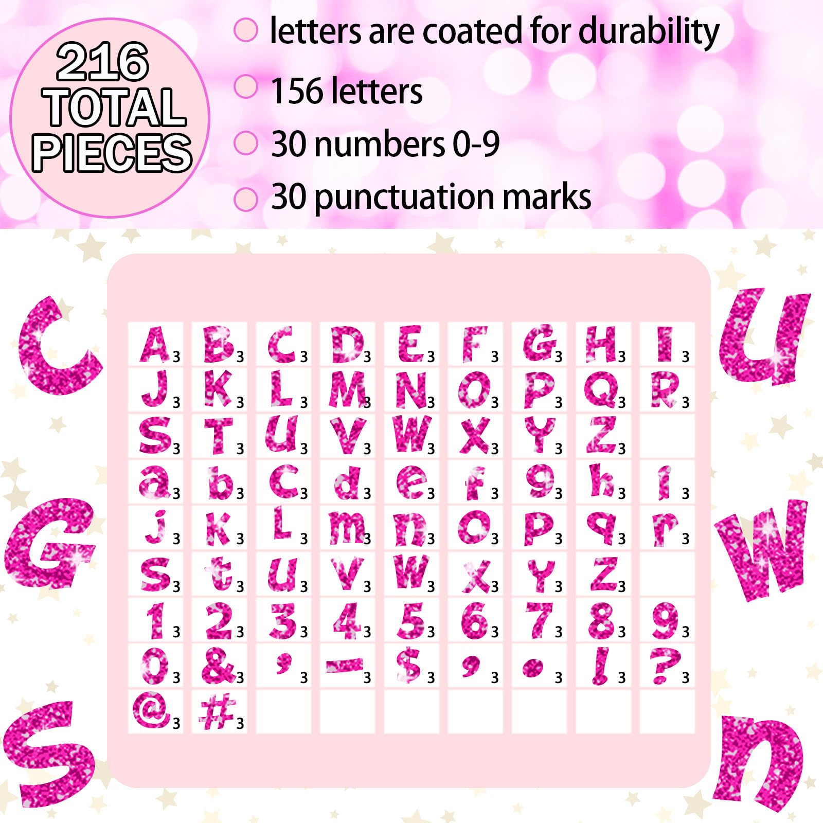 Snapklik.com : Colarr 216 Pcs Glitter Bulletin Board Letters For ...