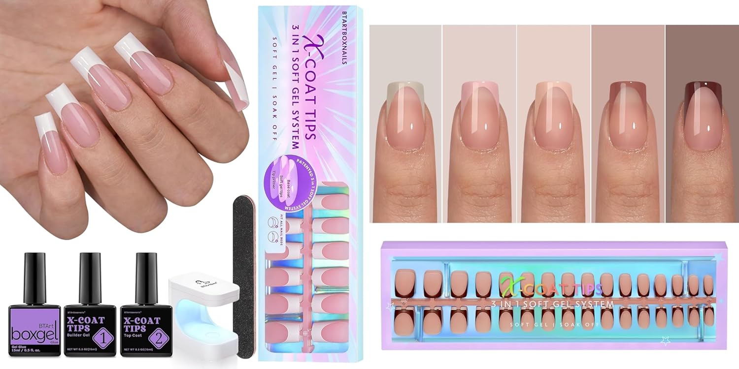 Amazon.com: btartboxnails XCOATTIPS French Tip Nails : Beauty ...