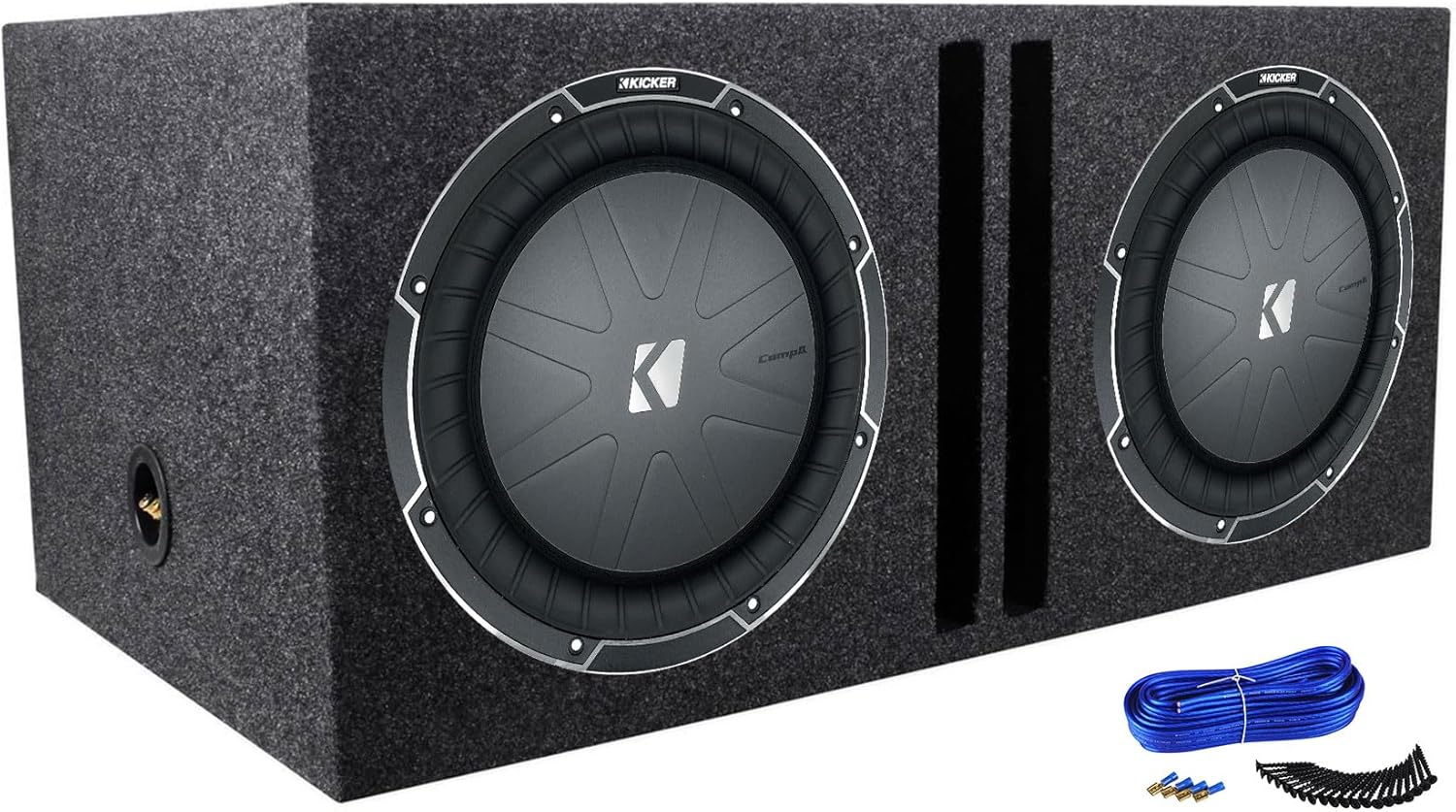 Amazon.com: KICKER 2 42CWQ124 850w RMS CompQ 12" Subwoofers+Vented Sub ...