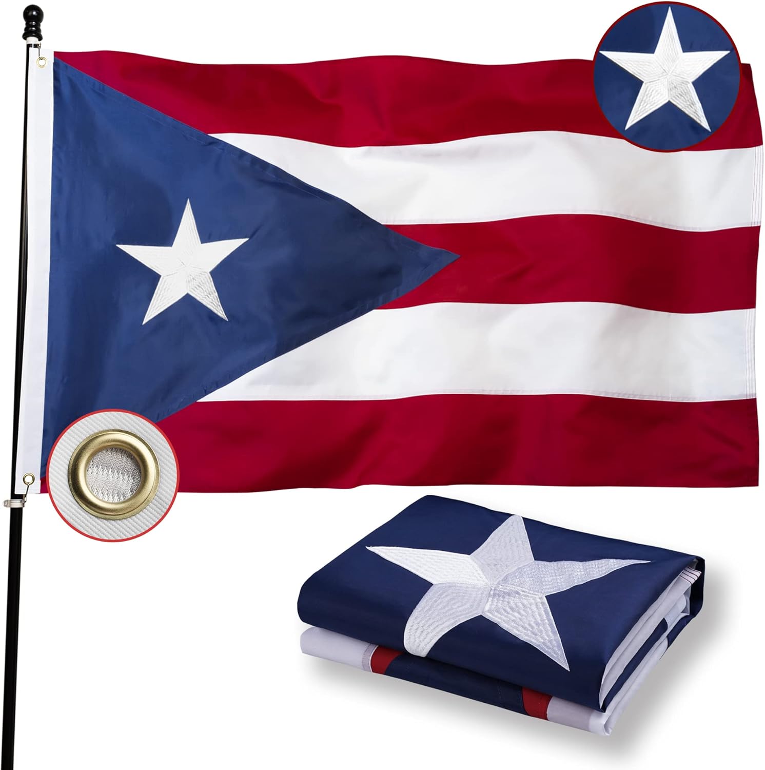 Amazon.com: POZOY Bandera de Puerto Rico de lujo de 3 x 5 pies para ...