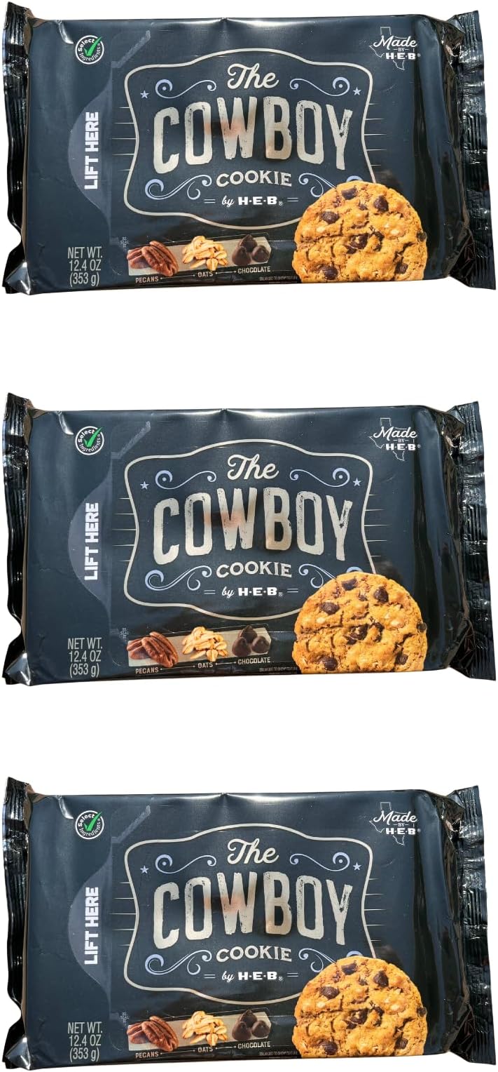 Amazon.com: Cowboy Chocolate Chip Pecan Oat Cookies HEB 12.4 oz (Pack ...