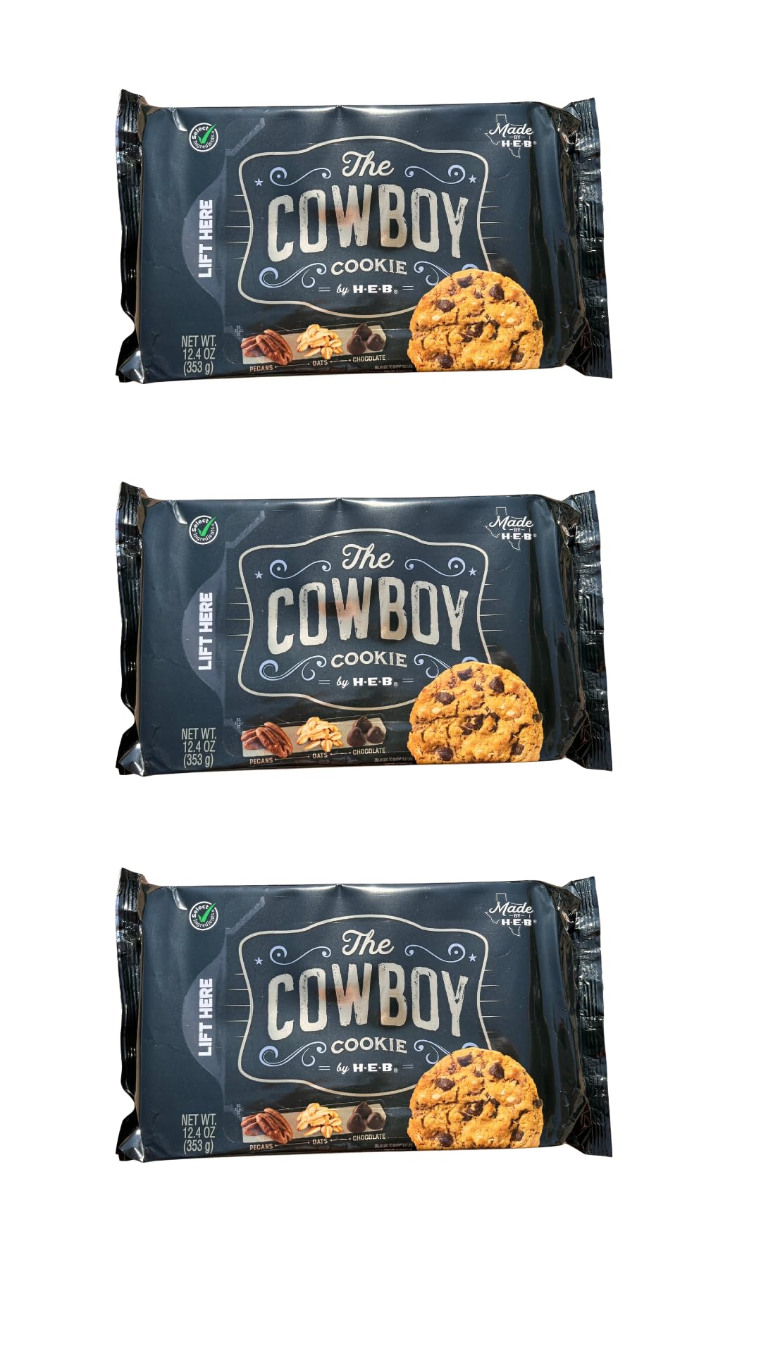 Amazon.com: Cowboy Chocolate Chip Pecan Oat Cookies HEB 12.4 oz (Pack ...
