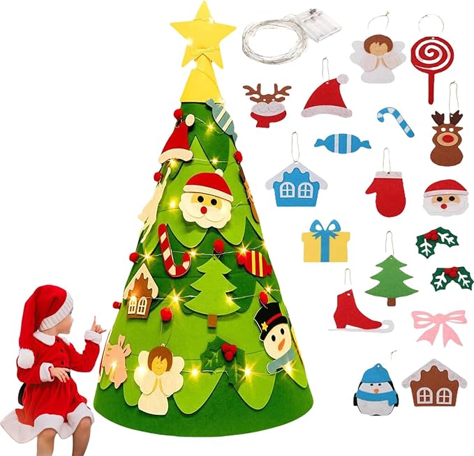 Amazon.com: Montessori Felt 3D Christmas Tree for Kids,Felt Christmas ...
