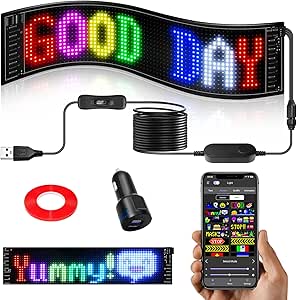 Amazon.com : Car LED Sign, 15''x4'' Flexible LED Signs for Car, USB 5V ...