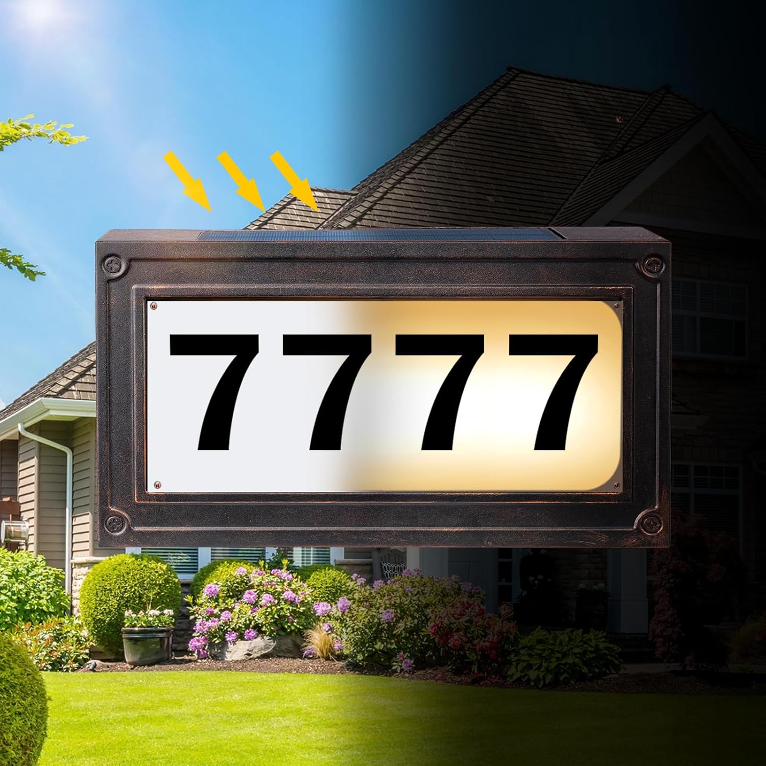 Amazon.com: Metal Solar Powered House Numbers, Address Sign LED Outdoor ...