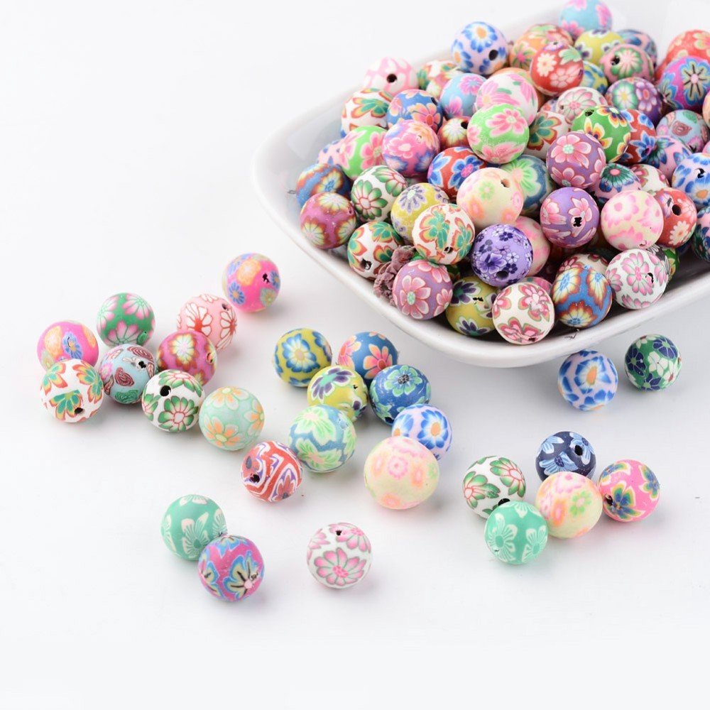 Amazon.com: Ipotkitt 200 Pcs 10mm Polymer Clay Round Beads Colorful ...