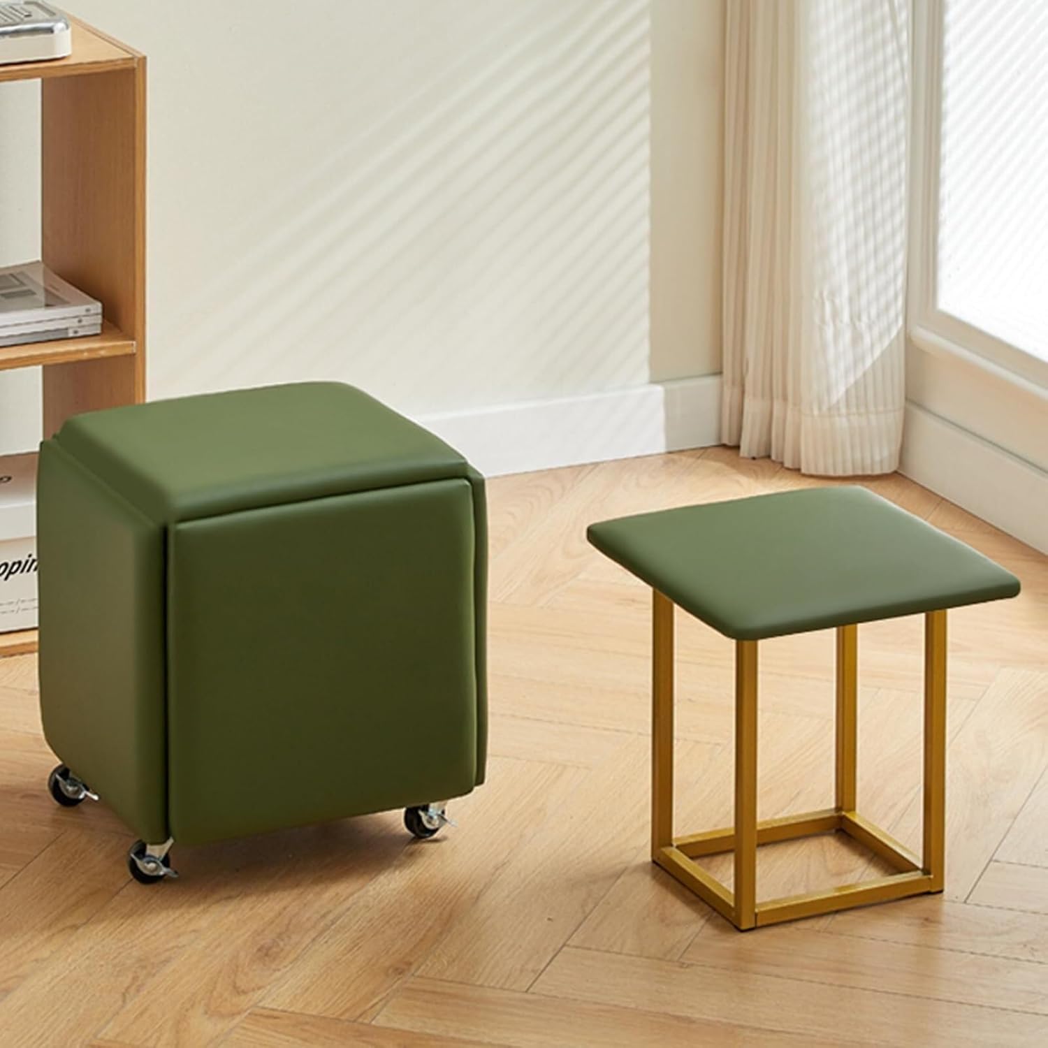 Amazon.com: WOLEYUU 5 in 1 Nesting Ottoman Cube Chair, Stackable ...