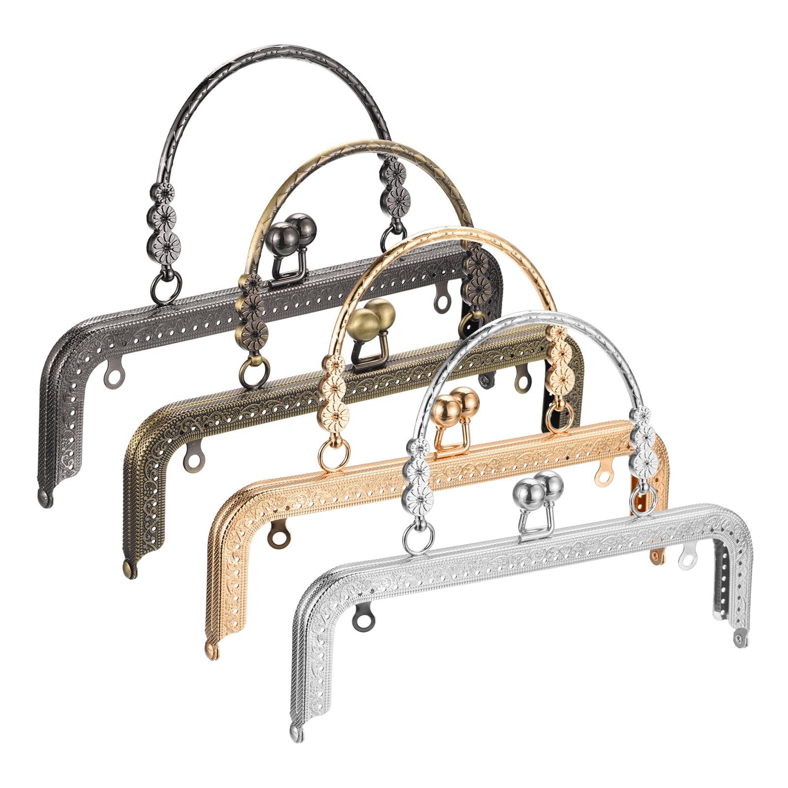Amazon.com: uxcell Metal Purse Frames, 8.07" 4Pcs Kiss Lock Clasp Frame ...