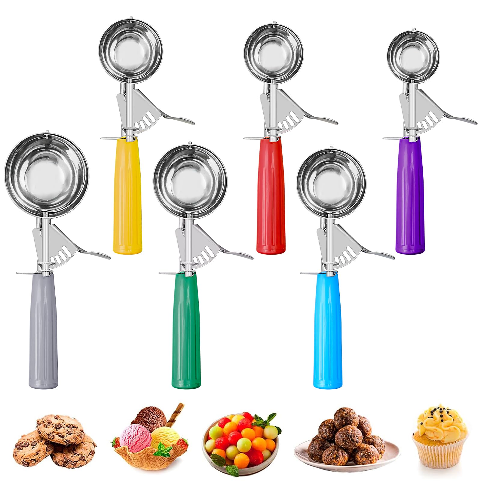 6 Pack Cookie Scoop Set, Ice Cream Scoop with Trigger, Professional ...