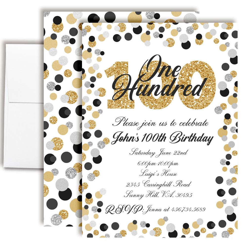 Amazon.com : Custom Birthday Invitations 100th Birthday Invitation 20 ...
