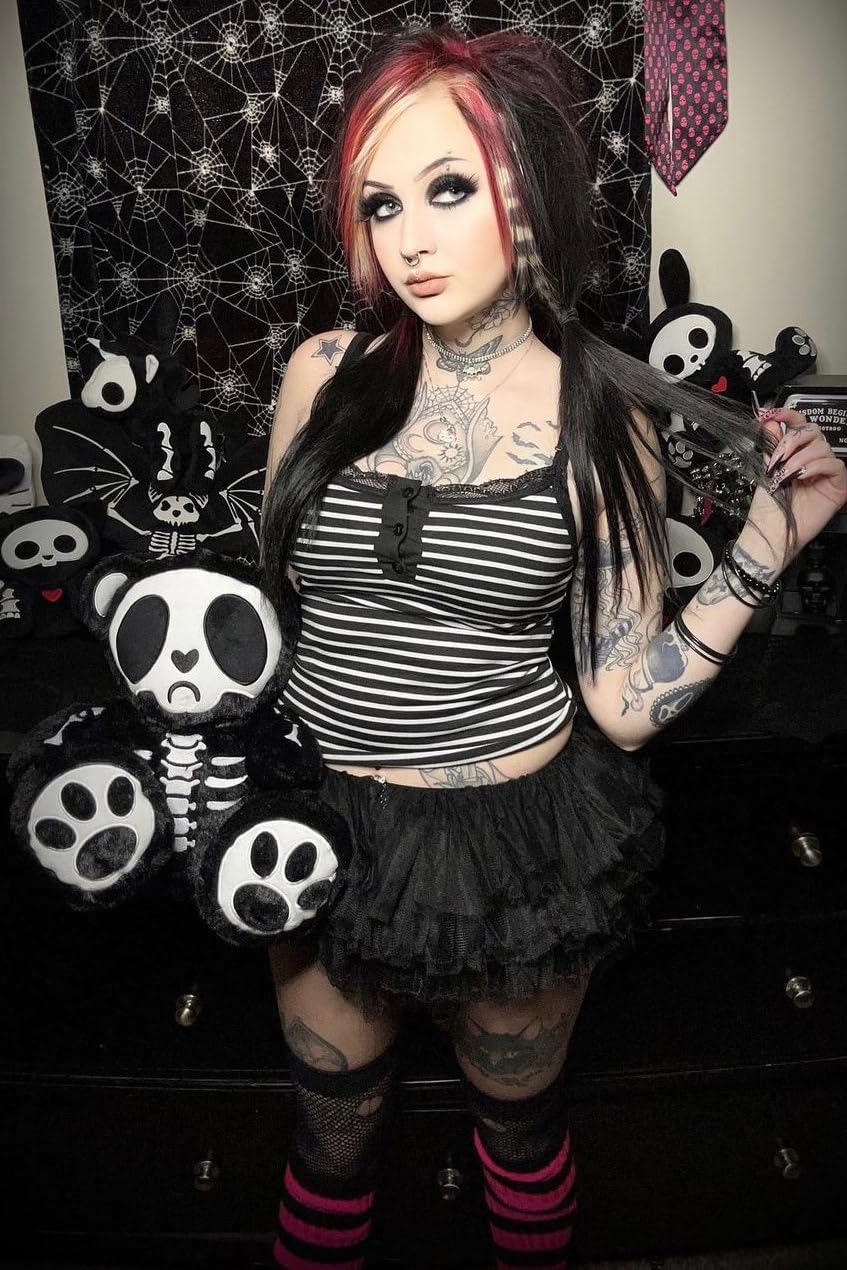 VampireFreaks Grumpy Bones Bear Plush Toy Skeleton Teddy Bear Goth Punk Emo