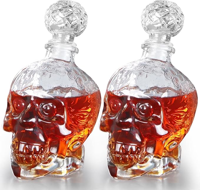 Amazon.com | MDLUU 2Pcs Glass Wine Decanter, Skull Decanter Bottle ...