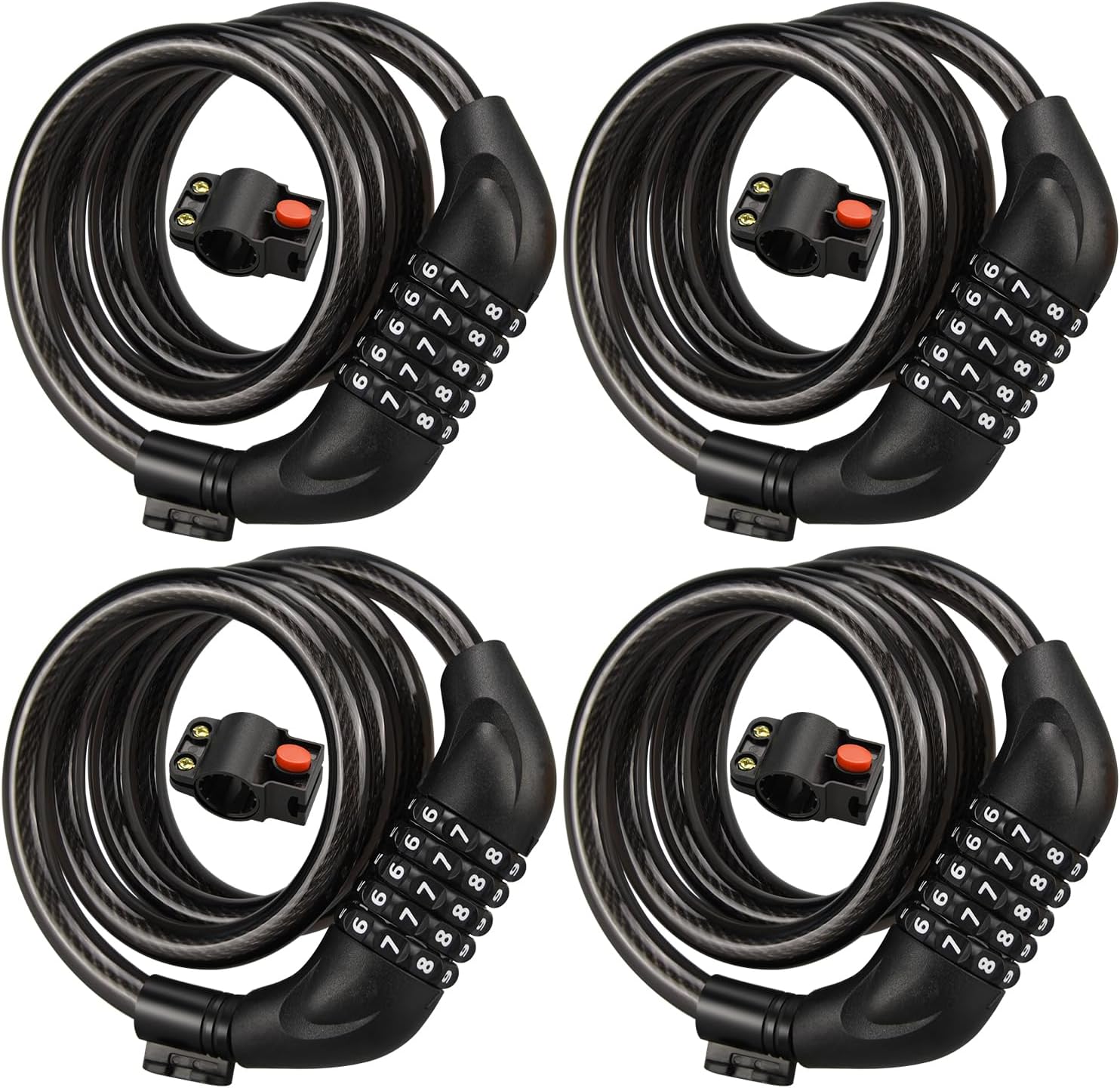 Amazon.com: Bike Lock Cable, 4 Pack 4ft Combination Bicycle Lock with ...