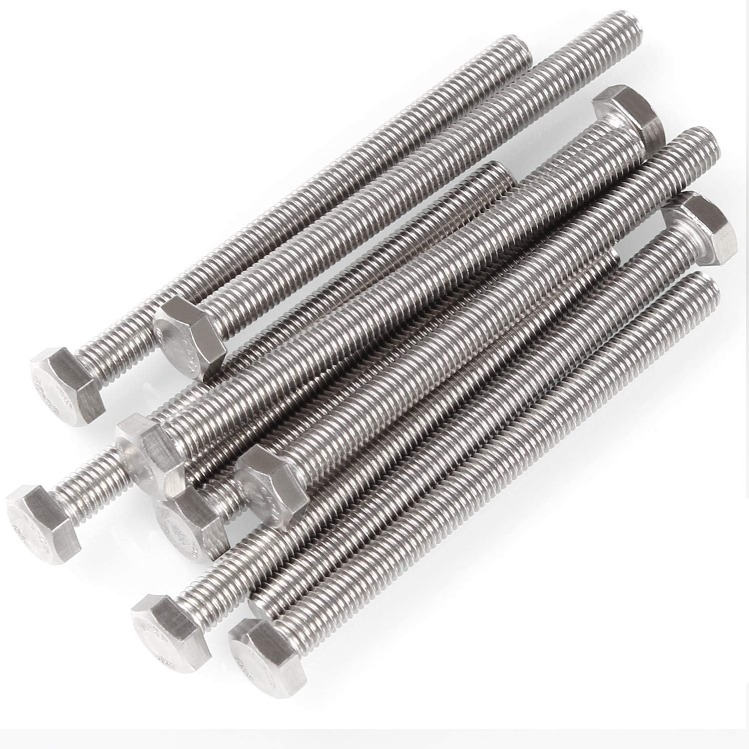 10PCS M8 Hex Bolt, Stainless Steel M8-1.25 x 100mm Hex Head Screw Bolts ...