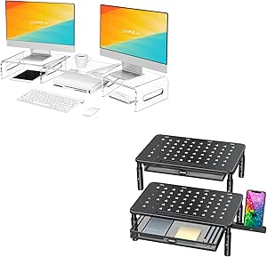 Amazon.com: Zimilar 2 Pack Monitor Stand Riser with Metal Drawer, 3 ...