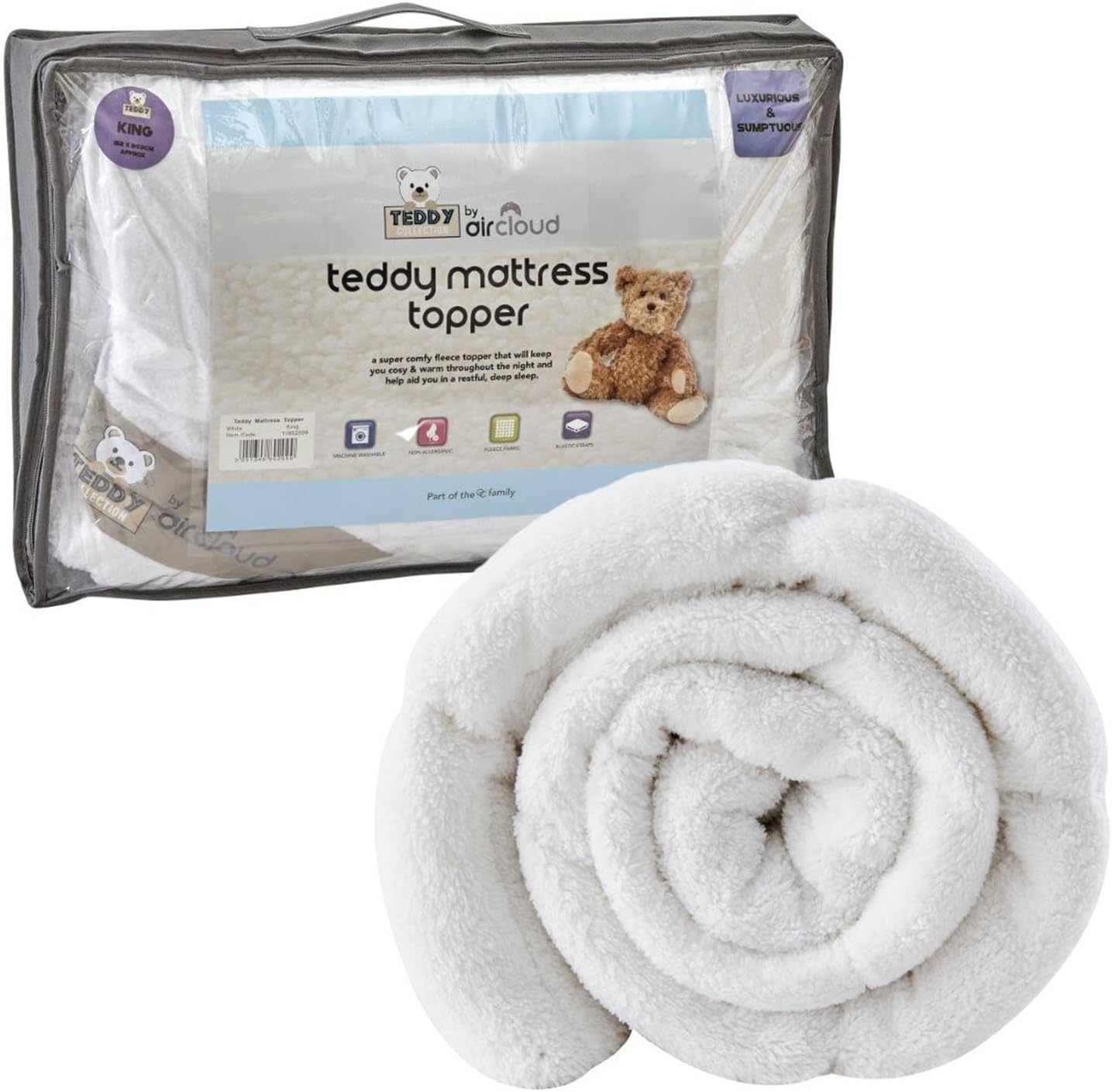 Luxury Super Soft Sherpa Fleece Teddy Mattress Topper - Thermal Bed ...